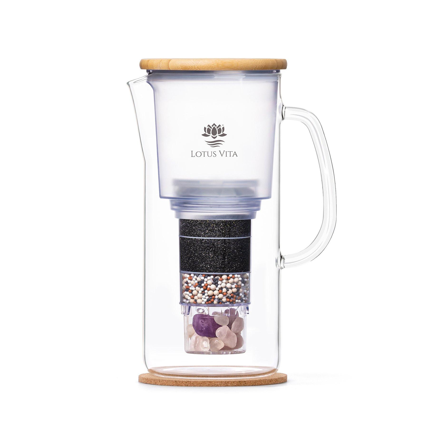Glass Water Filter Jug (Lotus Vita) - water can tastes good!