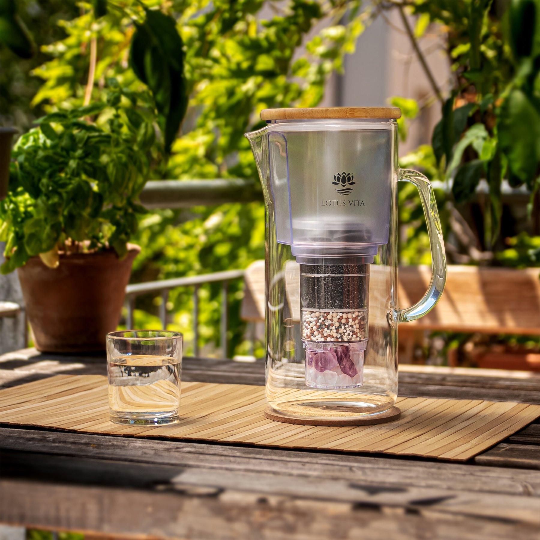 Glass Water Filter Jug (Lotus Vita) - water can tastes good!